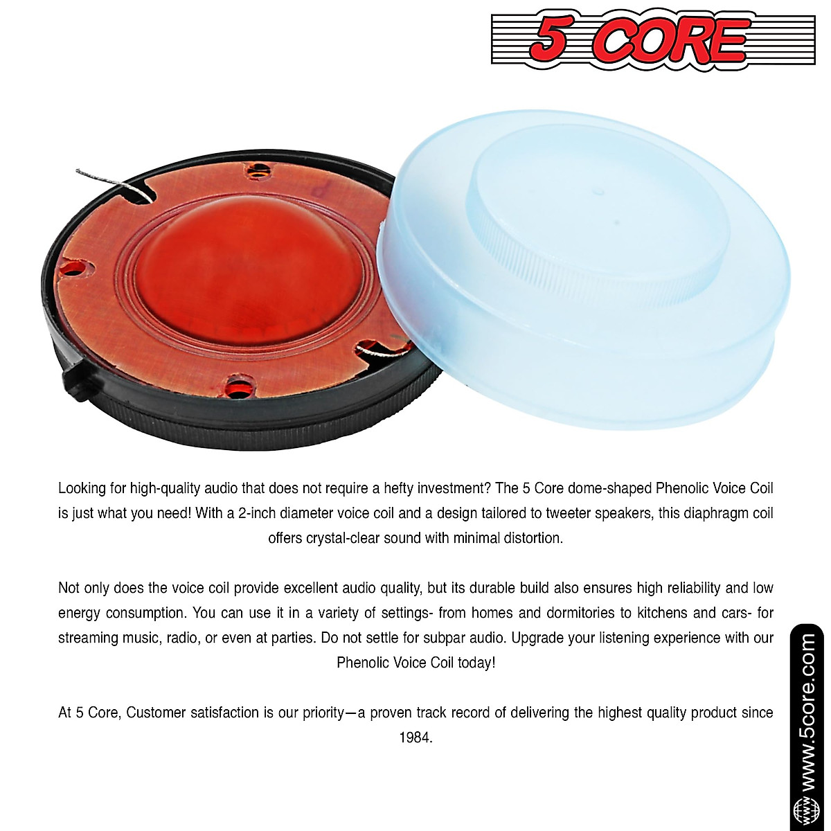 5 CORE 50.8mm Tweeter Replacement Voice Coil, 2'' Universal Horn Diaphragm 16 Ω Great Sound Quality - DP 200 FBA