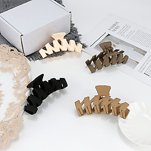 SuPoo Large Hair Clips 4.7" for Thick Hair, Strong Hold Banana Claw and Jumbo Jaw Clips, Cute Big Hair Clips for Women, Hair Styling Accessories, Matte Finish, 4 Count