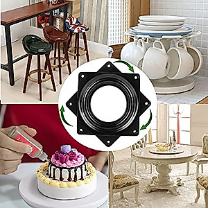 [16-Pack] Lazy Susan Hardware 4 Inch Black, Square Lazy Susan Turntable Bearings, 5/16" Thick Swivel Plate for Serving Trays, Kitchen Cabinet, Craft Project, Makeup Holder, 330 Lbs Capacity