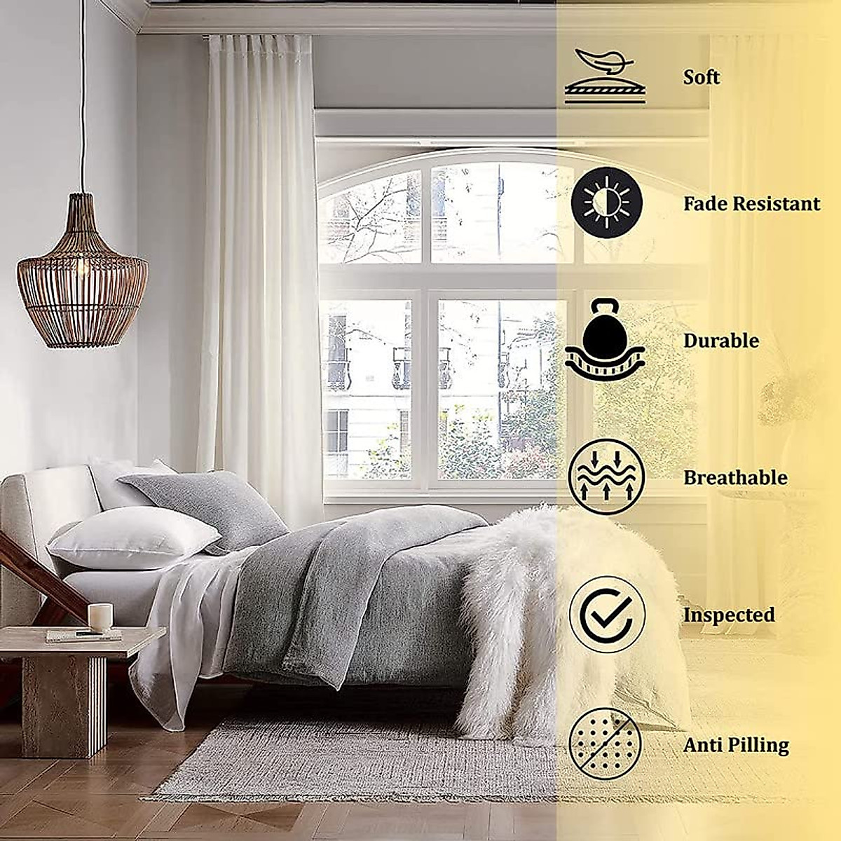 4 Piece Premium Sheet Set Cotton Full_54"x75", 100% Egyptian Cotton, 1000 Thread Count, 16 Inch Deep Pocket of Cotton Sheets, (Light Grey Solid) 100% Long Staple Sateen Soft Combed Cotton