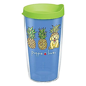 Tervis Made in USA Double Walled Puppie Love Insulated Tumbler Cup Keeps Drinks Cold & Hot, 16oz, Pineapple Disguise