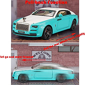 Alloy Collectible Blue Rolls Royce Wraith Toy Pull Back Vehicles Diecast Model Car with Light and Sound