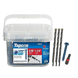 Tapcon 28555 3/16x1-3/4 Blue Star Drive Bugle Head Concrete Anchors 225/Box