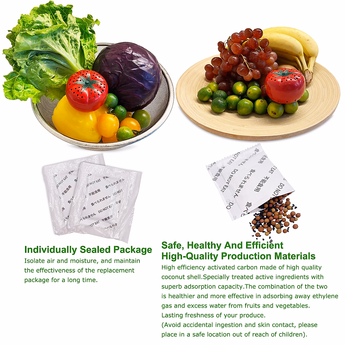 ShuRex Produce Freshness Preserver Saver Kit- Keep Fruits and Vegetables Fresh Longer, Ethylene Gas and Odor Absorber in Refrigerator (2 Saver Balls+8 Refill Sachets)