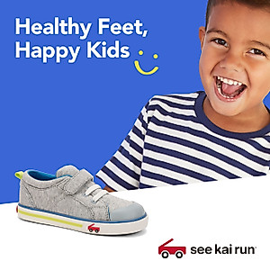 See Kai Run - Tanner Sneaker for Little Kids, Gray Jersey/Lime, Toddler 7
