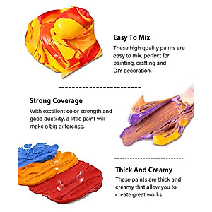 Colorful Fabric Paint Set for Clothes, with 6 Brushes,1 Palette, 14 Colors Permanent Child Safe & Non- Toxic Fabric Paint Kit for T-Shirt, Bags and Cloth Shoes