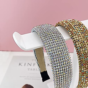 Bigfety Acrylic Headband Holder, 2 Pack White Headband Organizer Stand, Hair Accessories Storage (2-Tier & 2-Panel)