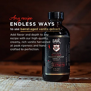 SAVA Barrel-Aged Madagascar Vanilla Extract – Special Edition Pure Vanilla Extract Aged in Whiskey Barrel – Gourmet Vanilla Extract for Baking (4oz)