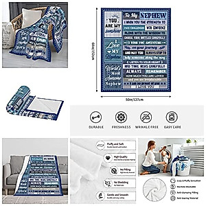 Sqovulw Nephew Gifts from Auntie Uncle Gifts for Nephew Gifts for Fathers Day Blanket Birthday Graduation Gift 2023 for Him to My Nephew Throw Blanket 60X50 Inch