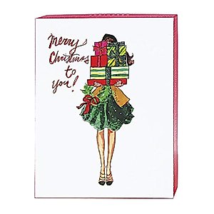 Graphique Chic Xmas Holiday Cards | Pack of 20 Blank Cards with Envelopes | Christmas Greetings | 4 Assorted Designs with Glitter Accents | Boxed Set for Personalized Notes | 4.25" x 5.875"