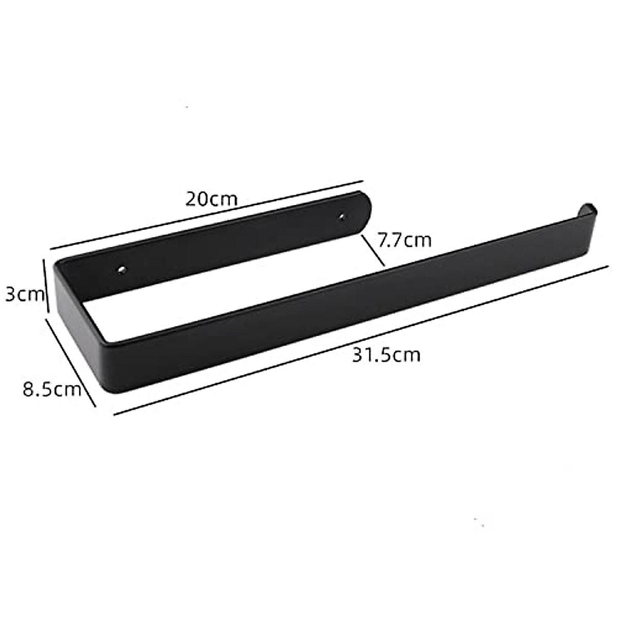 Hand Towel Holder Wall Mount or Adhesive No Drilling, 12.4 Inch Towel Bar Rack for Bathroom Countertop Sink Kitchen Paper Towel Holder Black