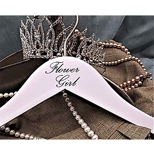 NAHANCO FG20114 Bridal Hanger, White Wood Hanger with Black Imprint (Flower Girl), 14” (1 Piece)