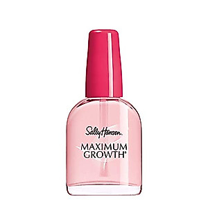 Sally Hansen Treatment Maximum Growth®, Clear, Nail Strengthener Polish, 0.45 Oz, Base Coat Nail Polish, Reinforces Soft, Weak Nails, Defends Nails, Triple-Protection, Silk Formula