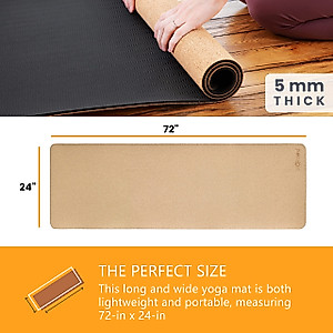 Sol Living Natural Cork Yoga Mat Yoga Mat Stretching Pilates Meditation Exercise Mat Gym Equipment Non Slip Portable Travel Yoga Accessories Foldable Workout Mat - 24" x 72"