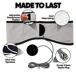 CozyPhones Sleep Headphones - Over Ear Headphones from Ultra Thin Cool Mesh Wired for Side Sleepers, Meditation, Running, Laptop, and Phone - Black