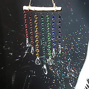 Hanging Crystal Prism Suncatcher Window Garden Decoration Ornament Rainbow Glass Beads Chain Pendant Crystal Wind Chimes