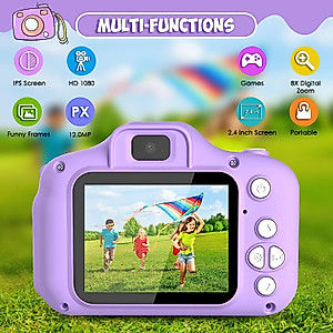 Desuccus Kids Camera,Christmas Birthday Gifts for Girls Age 3-9, HD Digital Video Cameras for Toddler Portable Toys for 3 4 5 6 7 8 Year Old Girl 32GB