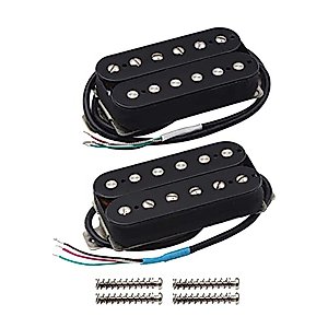 FLEOR Alnico 5 Guitar Pickup Double Coil Humbucker Pickups Neck and Bridge Set Black