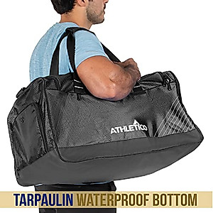 Athletico Sideline Soccer Duffle - Soccer Bag for Basketball, Volleyball & Football | Duffel Includes Separate Cleat Compartment (Black)