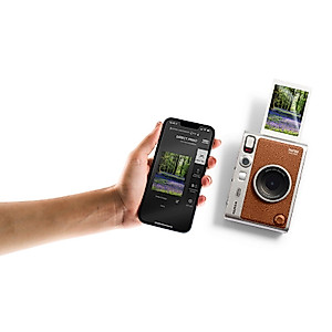 Fujifilm Instax Mini EVO Hybrid Brown Instant Camera | Fuji Instax Mini Twin Pack Instant Film | 32GB microSD | Camera Case - Bundle