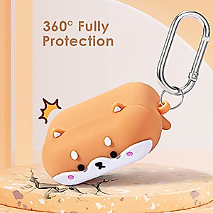 Cute Corgi Case for Airpods Pro, Filoto Airpod Pro Case Cover with Keychain for Women Girls Boys, Kawaii Soft Silicone Protective Cases(Corgi)