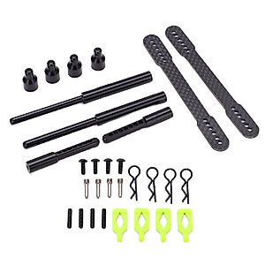 RC Car Body Post Mounts, Carbon Fiber + Aluminum Alloy RC Car Front and Rear Shell Column Kit Compatible for AXIAL SCX10 90046 90047
