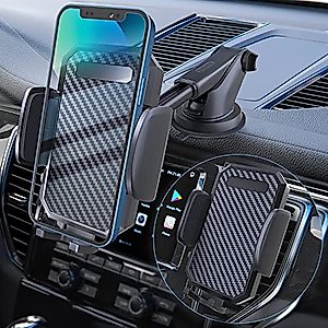FBB Phone Mount for Car, [ Off-Road Level Suction Cup Protection ] 3in1 Long Arm Suction Cup Holder Universal Cell Phone Holder Mount Dashboard Windshield Vent Compatible with All Smartphones