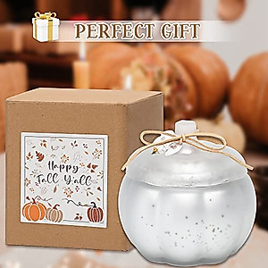 Vanilla Pumpkin Candle, White Pumpkin Shaped Candle, 12oz Fall Candle for Home Scented Autumn