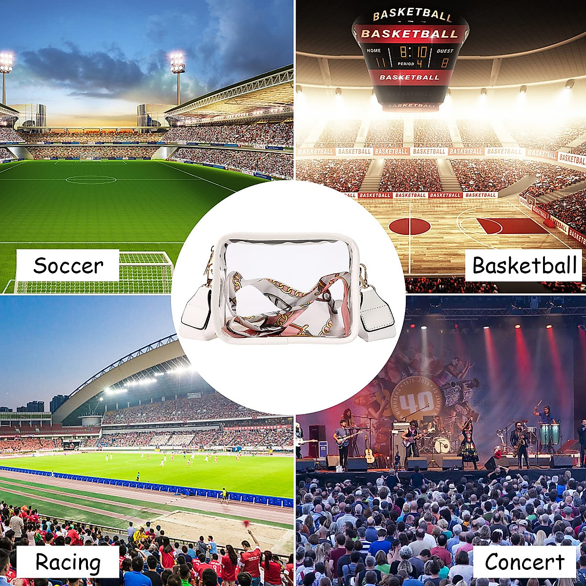 Clear Purse for Women Clear Crossbody Bag Stadium Approved Small Clear Hangdbag Cute Clutch Purse for Sports Concert Aesthetic Christmas Gift for Women Girls