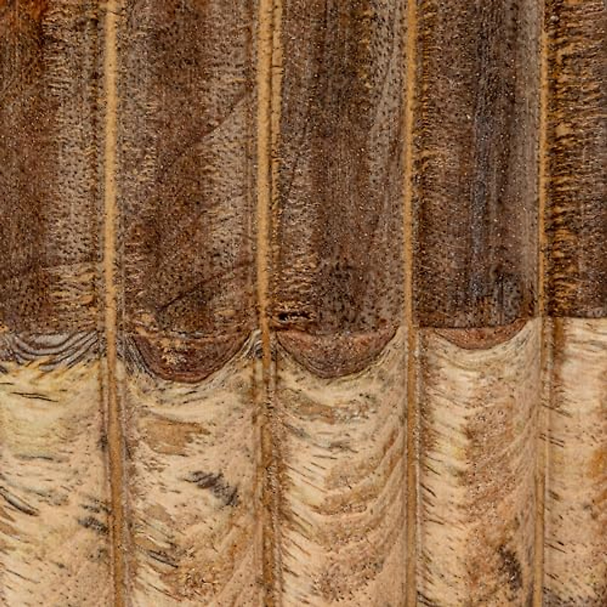 Creative Co-Op 5.75 Inches Round Carved Mango Wood Pleated Lid and Metal Pull, Natural and Antique Gold Finish Display Box