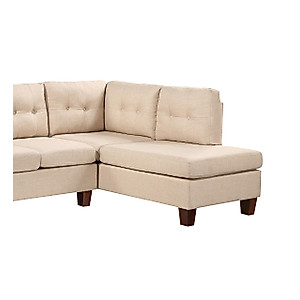 Dalia Khaki Linen Modern Sectional Sofa with Right Facing Chaise