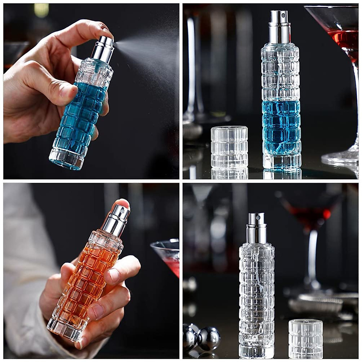 Operitacx Cocktail Atomizer Vintage Glass Spray Bottles Cocktail Sprayer Bar Vermouth Spritzer Olive Oil Mister Bottle Refillable Perfume Sprayer for Home Kitchen Bar 30ml Portable