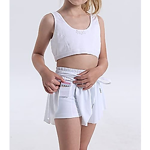 3 Pack Butterfly Flowy Shorts Skirts for Girls Tennis Cheer Stuff Athletic Preppy Running Sports Skirt for Teen Girls（Black, White, Rose red, M