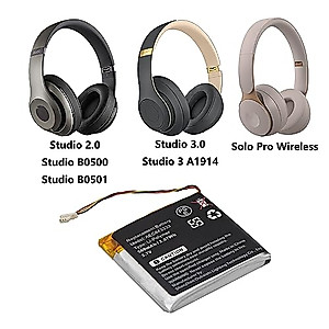 Upgraded Battery for Beats Studio 3.0 Studio 2.0 fits Part No Beats AEC643333,PA-BT05 Beats by Dr Dre 3.7V Li-Polyme 560mAh/2.07Wh Wireless Headset Battery