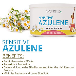 Tachibelle Depilatory Wax 14 Oz Professional Hair Removal, Women Men, Home Waxing for All Body and Brazilian Bikini Made in Italy (Azulene Wax)