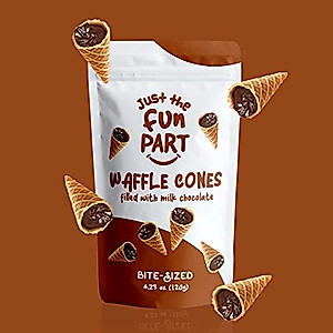 Just The Fun Part, Bite-Size Crispy Mini Waffle Cones with Premium Belgian Chocolate, Great for Snacks, Dessert, Grab & Go - Kosher, Milk Chocolate (Pack of 1)