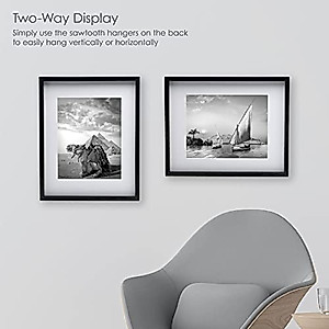 Mikasa Gallery Frame-16x20 in. Photo without Mat, 11x14 in. Photo with Mat, 2 mm Beveled Mat, Vertical or Horizontal Display, 17x21 Inch, Black