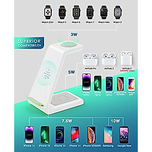 Wireless Charging Station,3 in 1 Fast Charging Station,Wireless Charger Stand for iPhone 14/13/12/11 Pro Max/X/Xs Max/8/8 Plus, AirPods 3/2/pro, iWatch Series 8/7/6/5/SE/4/3/2, and Samsung Phones