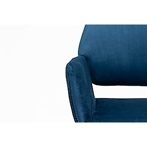 EEBUIHUI Modern Dining Room Living Room Accent Arm Chairs Club Guest with Solid Wood Legs Velet Fabric Upholstered Side Dining Chair for Living Room Dining Room Kitchen (Blue)