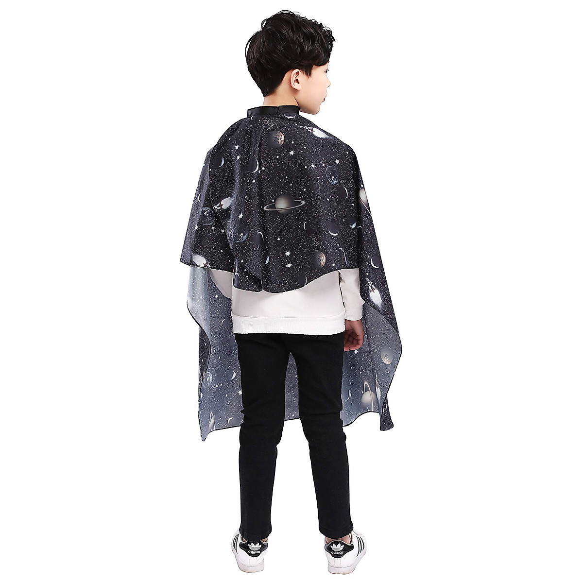 PERFEHAIR Kids Haircut Barber Cape Cover for Hair Cutting,Styling and Shampoo, for Boys - Black Space Printing