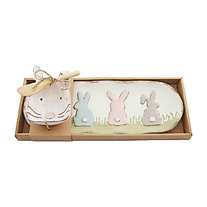 Mud Pie Easter Bunny Dip Cup and Tray Set, Multi, 13" x 5"