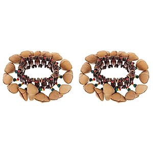 Milisten Tambora Dominicana 2 Pack African Nut Shell Bracelet Musical Instrument Handbell African Nut Bell Bracelet Bracelet, Musical Instrument Drum Bell Bracelet Assorted Color