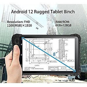 Upgraded Rugged Android Tablet, 8" IP68 Waterproof Ruggedized Tablet with Octa-Core CPU,Android 12.0, 6GB RAM,1284GB Storage, Wi-Fi, 13 Mega Camera,Waterproof Tablet for Enterprise Mobile Field Work