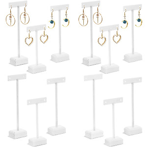 Marsui Earring Display Stands for Selling Set Wood T Bar Earrings Display Stand Holder for Jewelry Necklaces Bracelet Earrings Showroom Trade(White,12 Pcs)