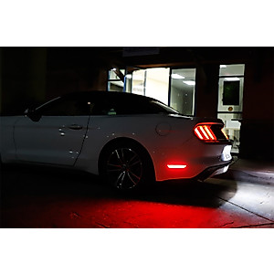 iJDMTOY Smoked Lens Red Full LED Rear Side Marker Light Kit Compatible with Ford 2015-up Mustang, Powered by 48-SMD LED, Replace OEM Back Sidemarker Lamps