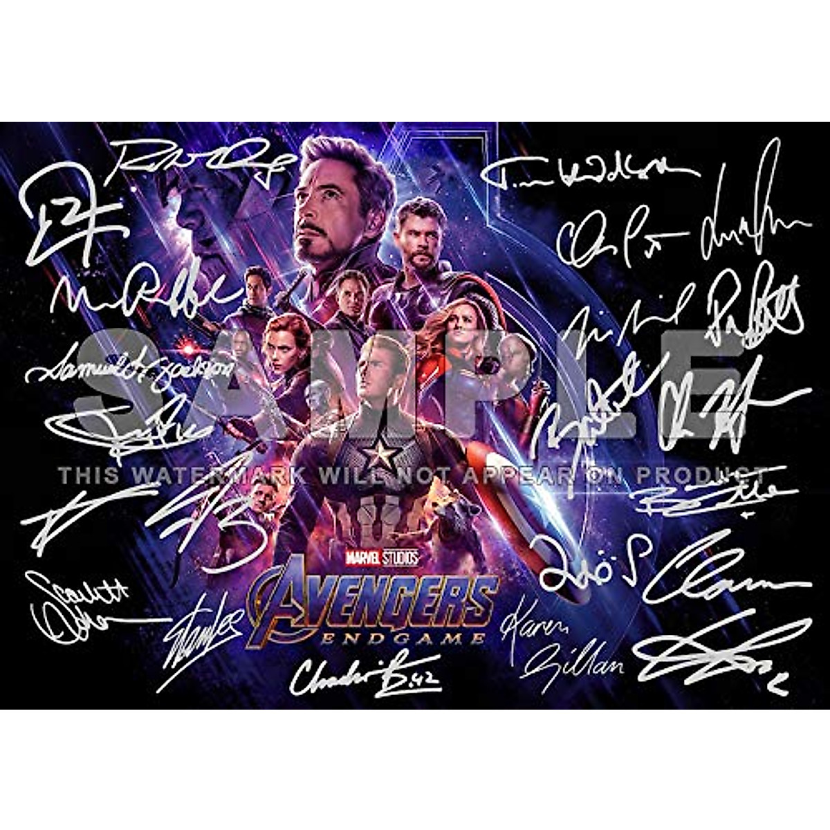 Avengers Endgame Print RDJ, Stan Lee, Chris Pratt, Tom Hiddleston, Chris Hemsworth, Chris Evans, Black Panther, Spiderman, Captain America, Iron Man. (11.7" x 8.3")
