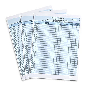 Blue Summit Supplies 25 Patient Sign in Forms, Carbonless 3 Part Forms with Peel Away Adhesive Labels, HIPAA Compliant for Privacy in Doctor, Medical, Dental Office, Blue, 25 Pack
