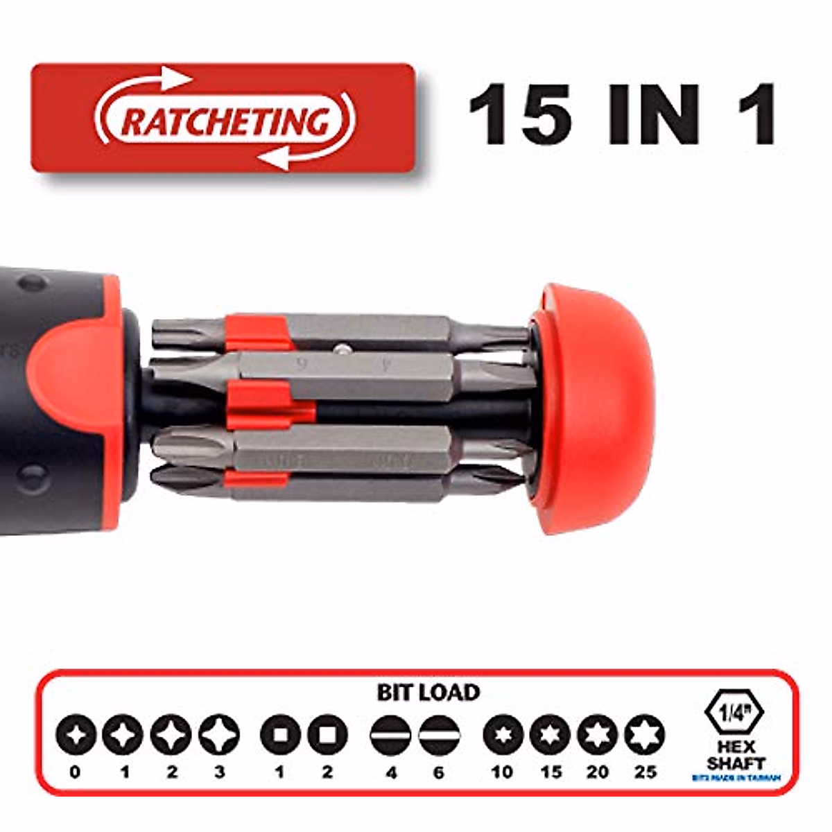 Megapro Marketing USA NC 211R2C36RD Ratcheting Screwdriver,Red