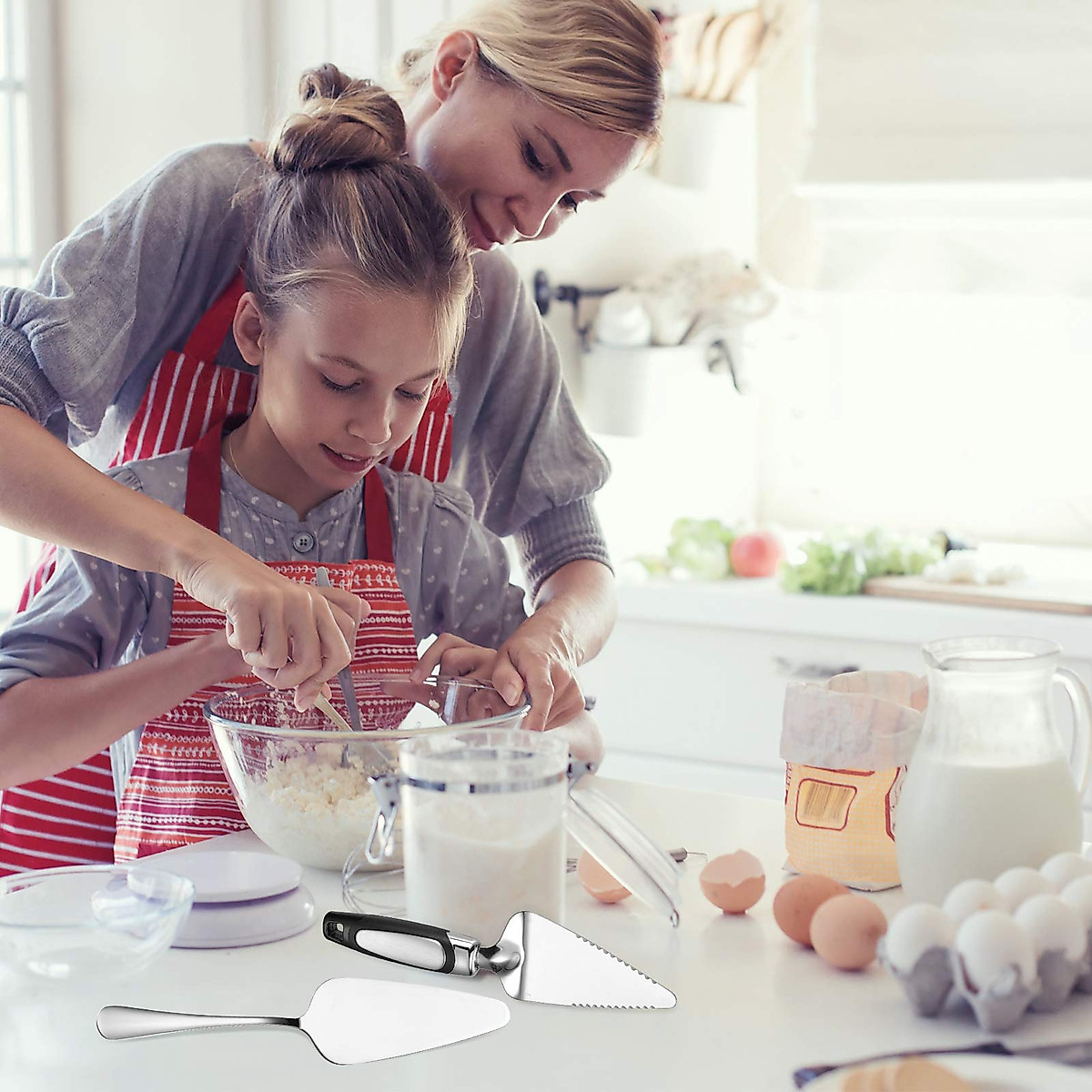 Stainless Pie Servers Cake Pizza Cutters Tart Dessert Slicer Set Cake Silvery Serving Slicer Spatulas for Cakes, Loaves, Egg Butter and More (2)