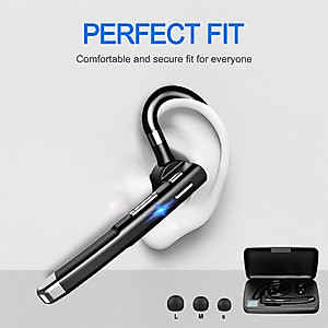 Hsility Bluetooth Headset for Cell Phones 500Hrs Standby Time with LED Charging Case 270 Degrees Rotatable Mic Hands Free Bluetooth 5.1 Version